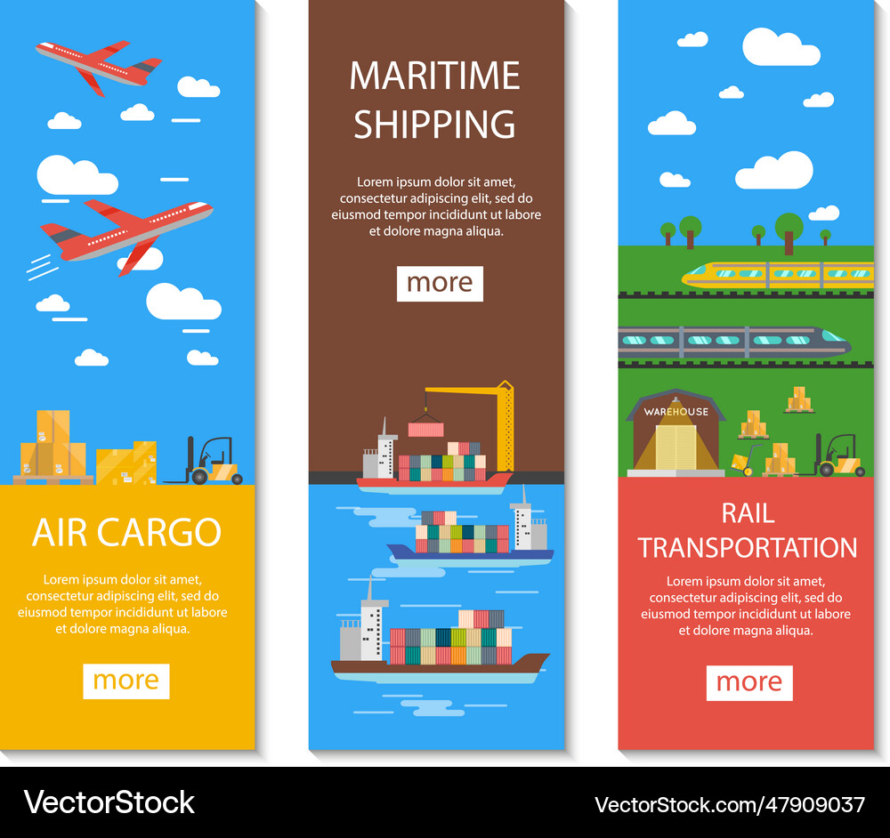 Logistics and delivery banners set logistics and Vector Image