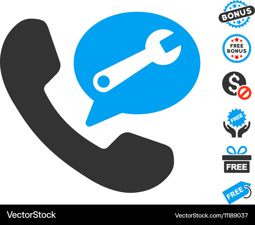 Phone service message icon with free bonus Vector Image