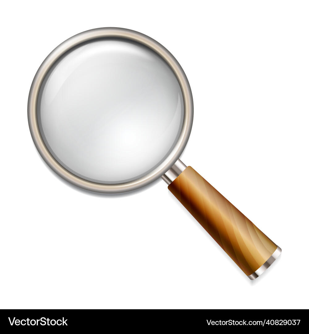 Realistic magnify glass with wooden handle Vector Image