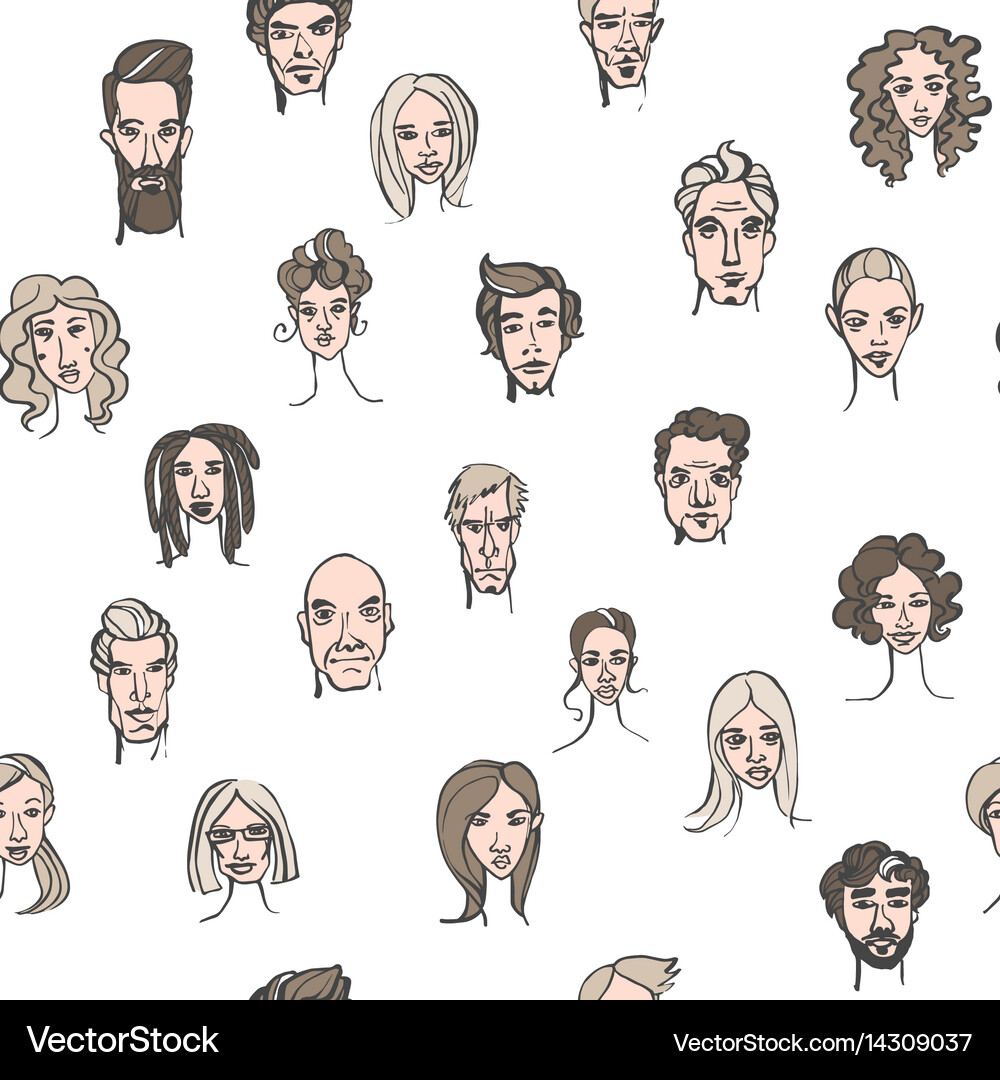 Seamless pattern male and female doodle hand Vector Image