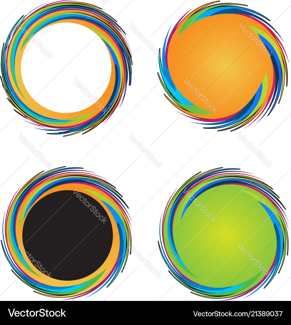 Set of colorful circular waves Royalty Free Vector Image