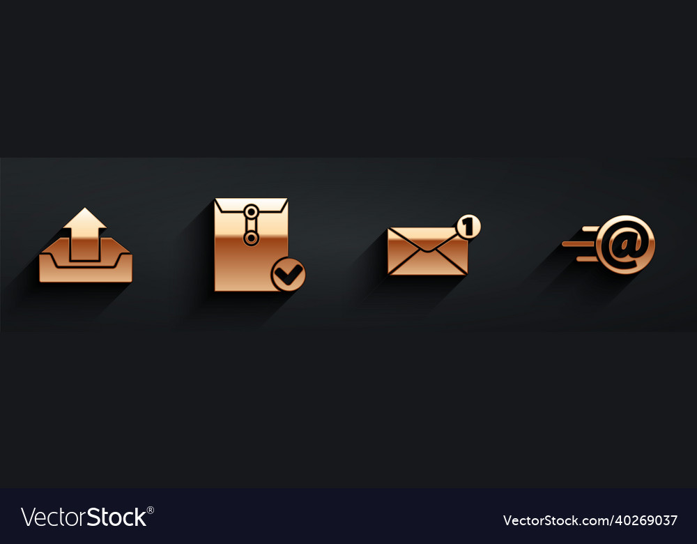 Set upload inbox envelope and check mark Vector Image Set upload inbox envelope and check mark Vector Image