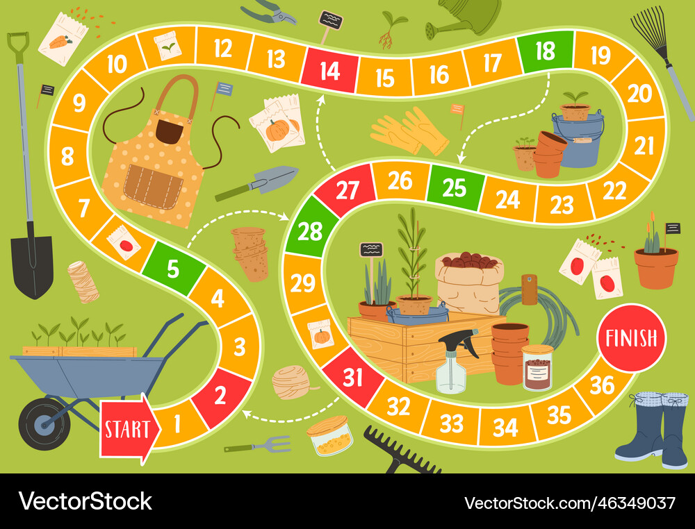 Step board game agriculture farm gardening tools – Royalty-Free Vector ...