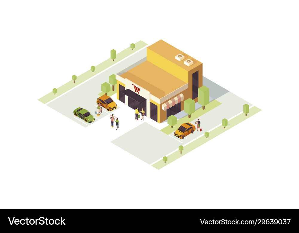Supermarket isometric color Royalty Free Vector Image