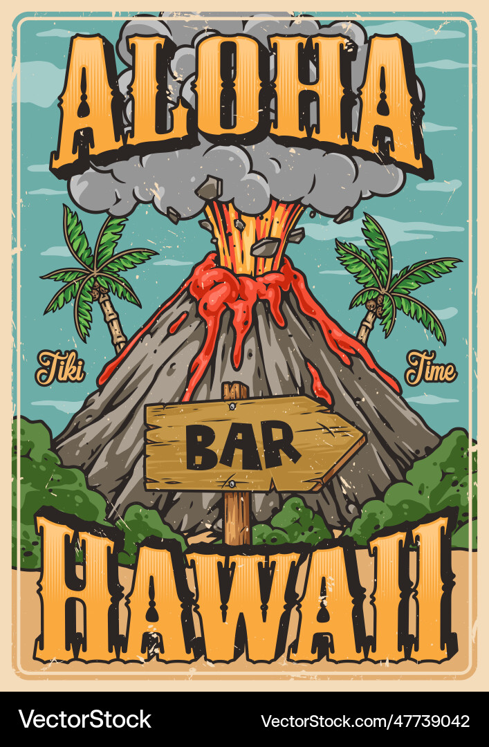 Aloha hawaii bar colorful poster Royalty Free Vector Image