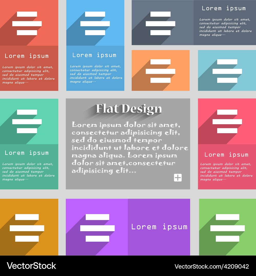 Center alignment icon sign set of multicolored Vector Image