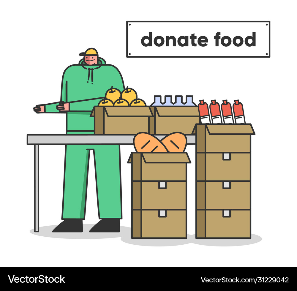Charitable organization and food donation concept Vector Image