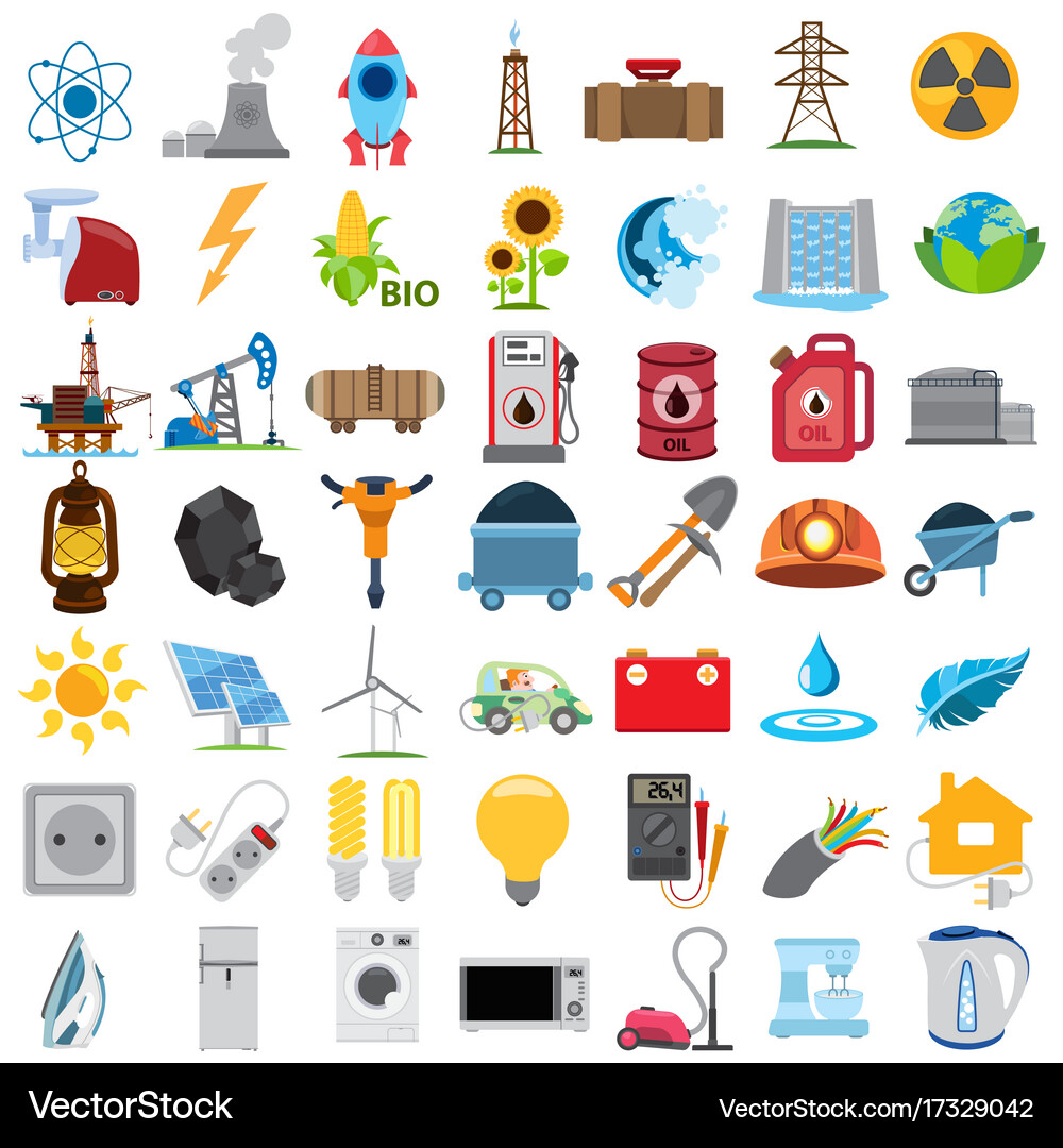 Energetics icons energetics icons set Royalty Free Vector