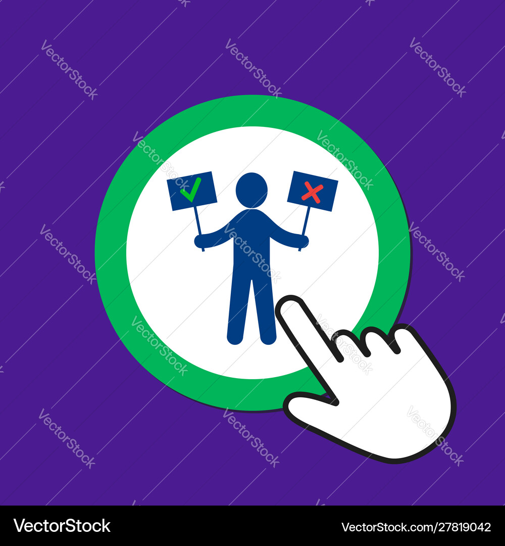 Figure with approve and reject signs icon voting Vector Image