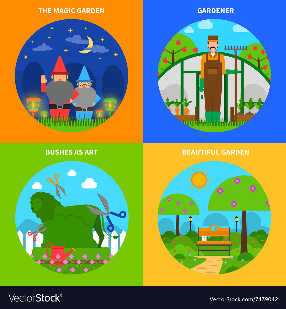 Gardening concept set Royalty Free Vector Image