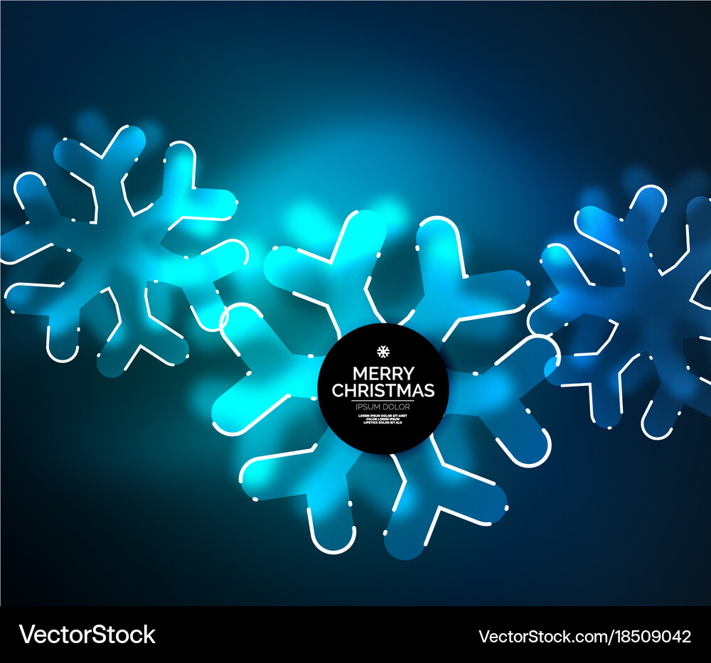 Glowing winter snowflakes on dark christmas Vector Image