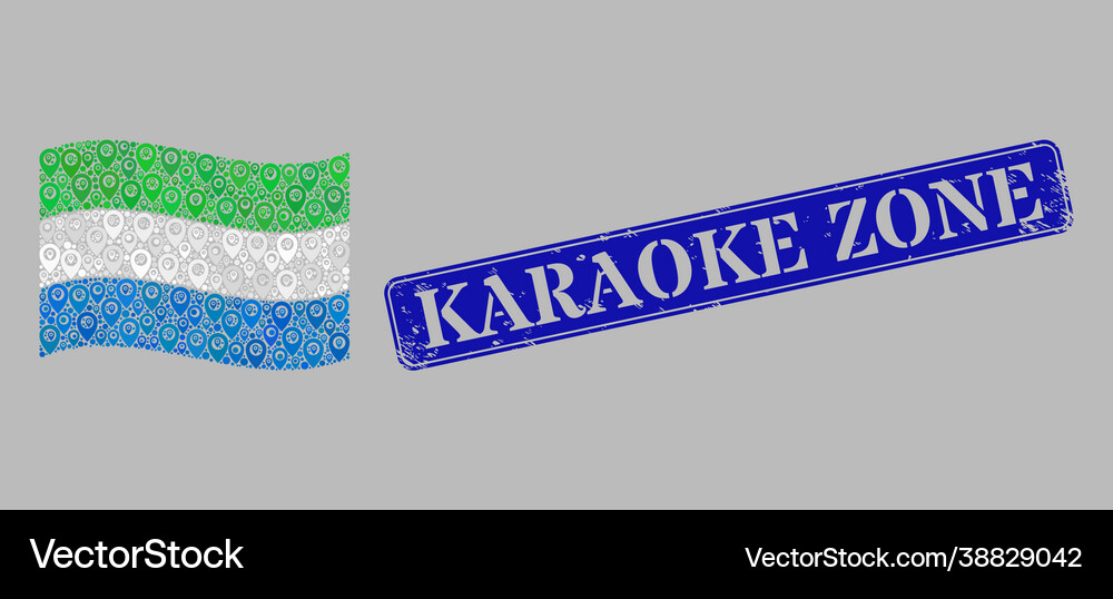 Grunge karaoke zone seal and pointer waving sierra