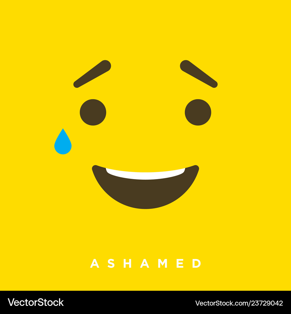High quality cartoon with ashamed emoticons Vector Image