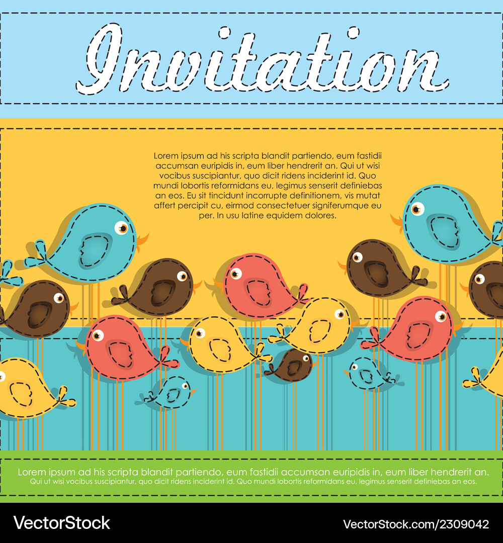 Invitation card with colorful birds Royalty Free Vector