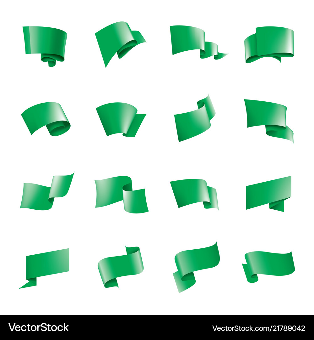 Waving the green flag on a white background Vector Image