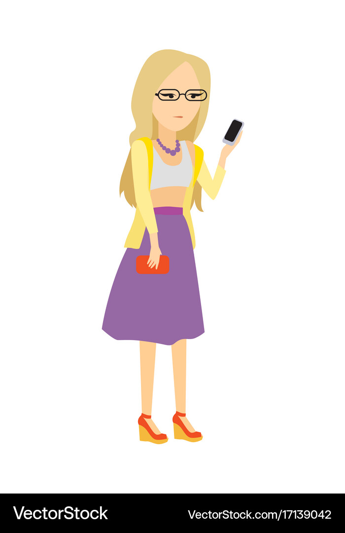 Woman with mobile phone flat Royalty Free Vector Image