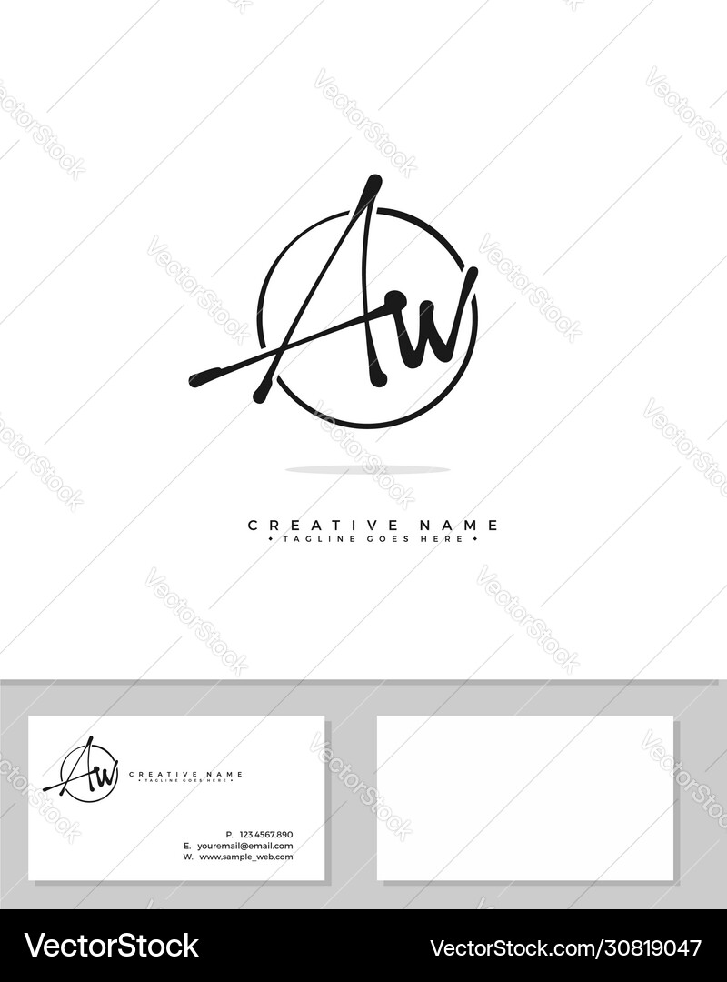 A w aw initial logo signature handwriting Vector Image