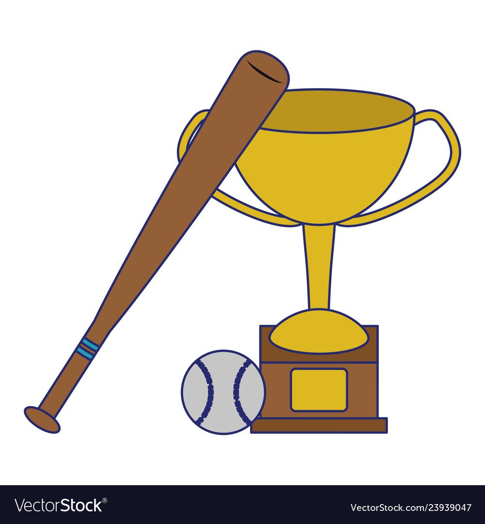 Baseball bat trophy cup and ball Royalty Free Vector Image