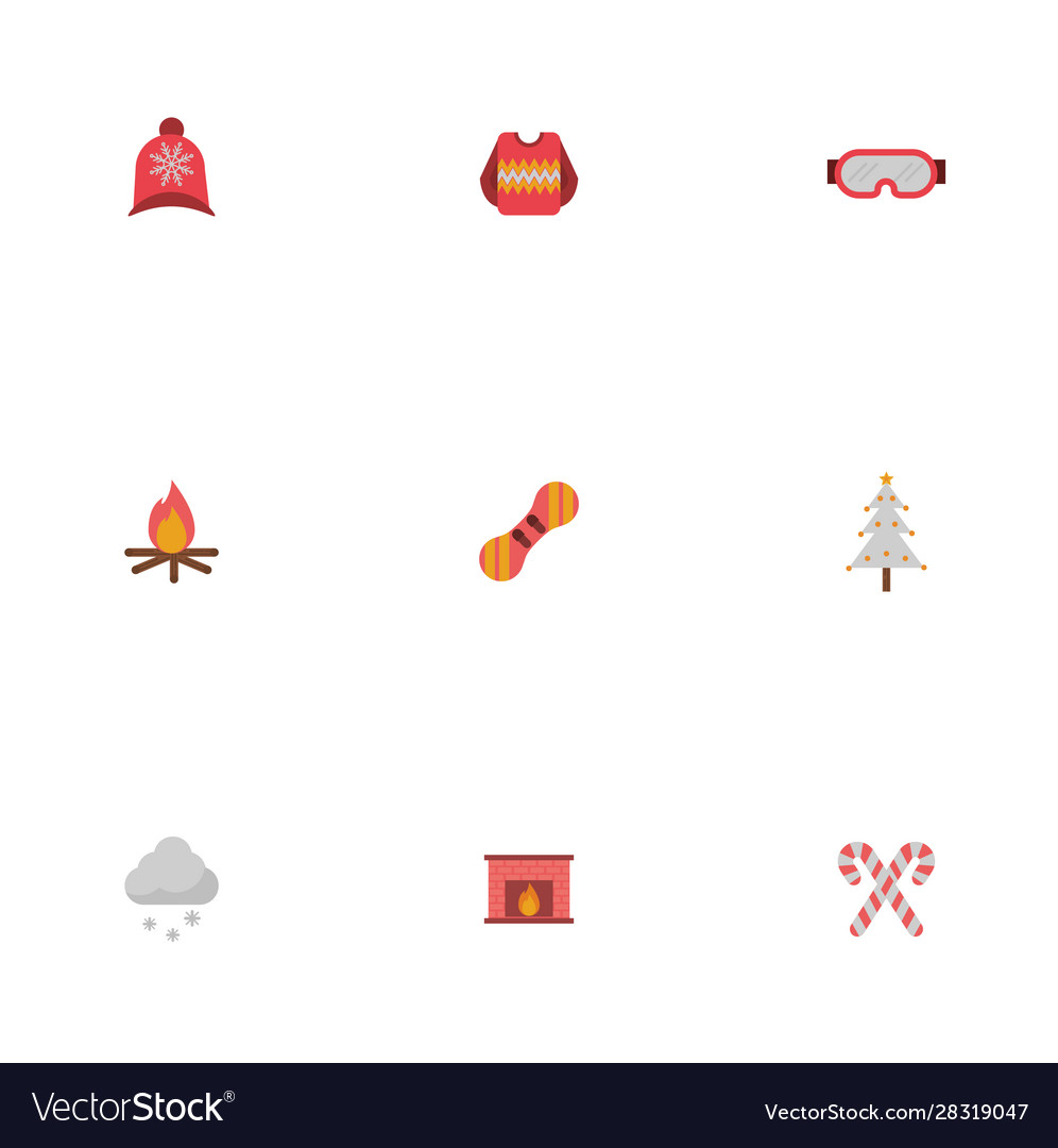 Bundle winter season set icons Royalty Free Vector Image