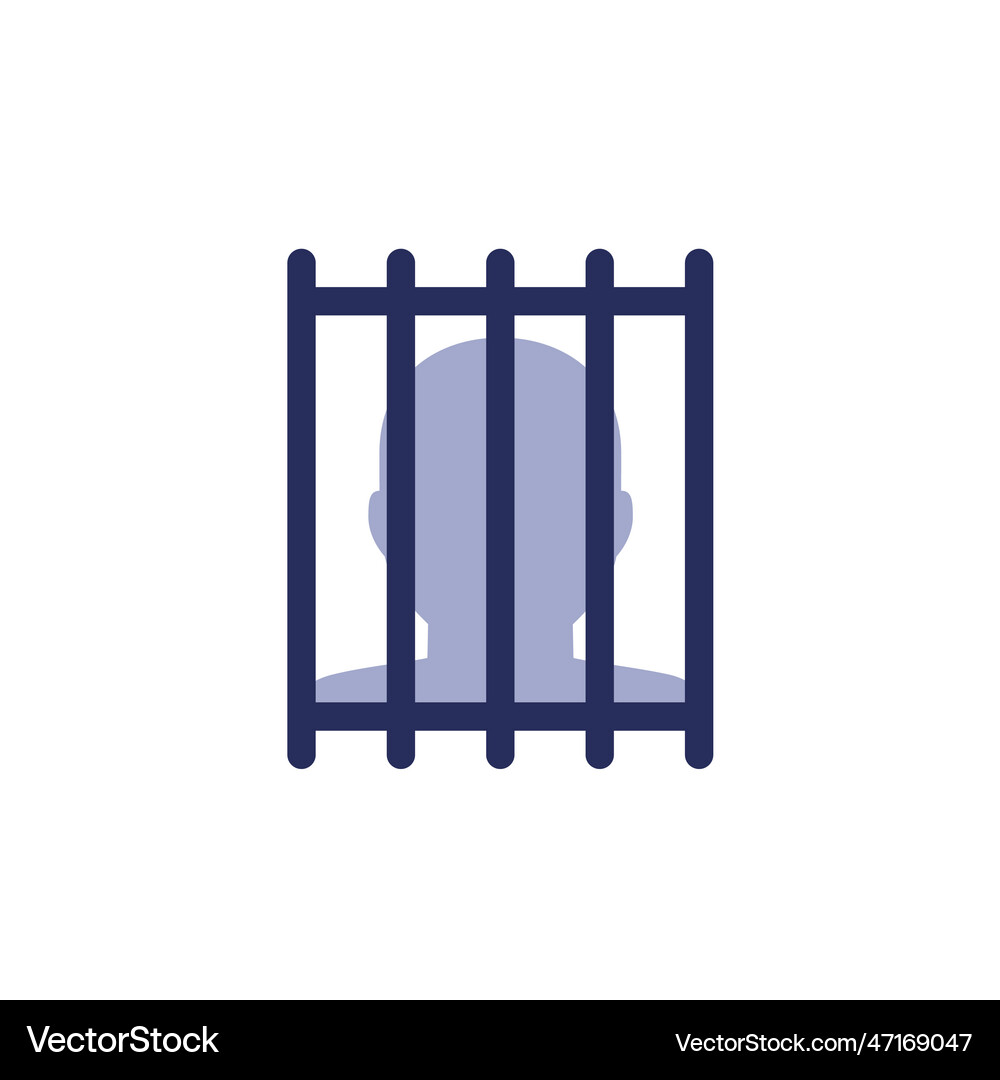 Convict or inmate in a cell icon Royalty Free Vector Image