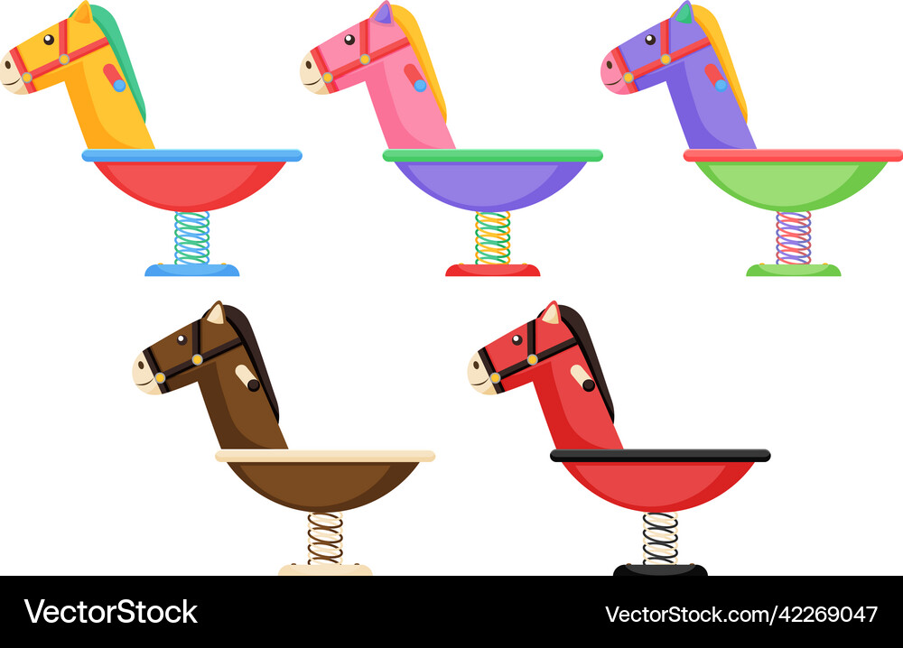 Different colours of spring rocking horses Vector Image