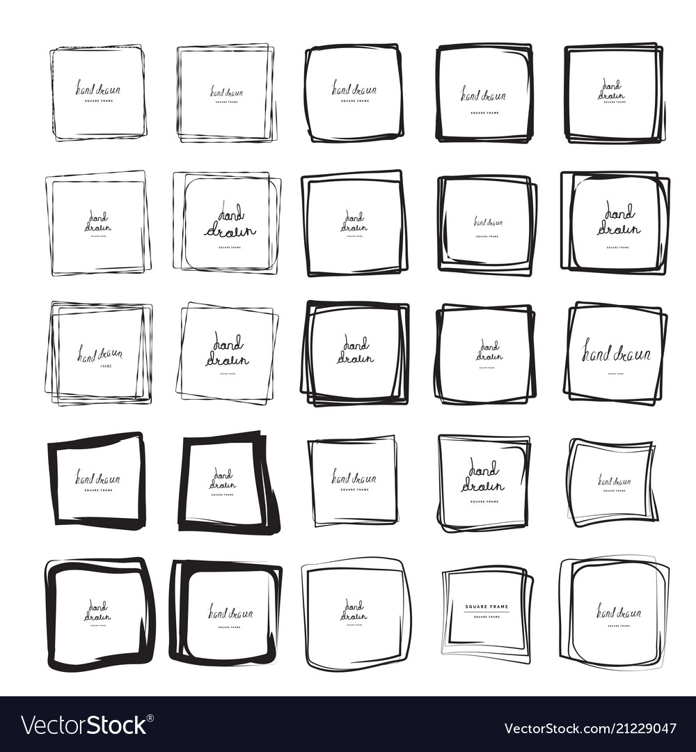 Hand drawn square frames Royalty Free Vector Image