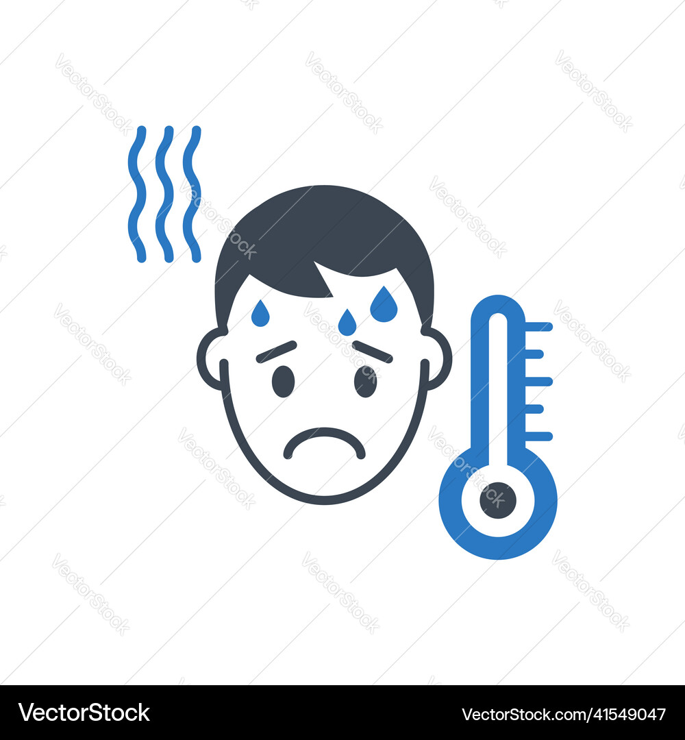 High body temperature related glyph icon Vector Image