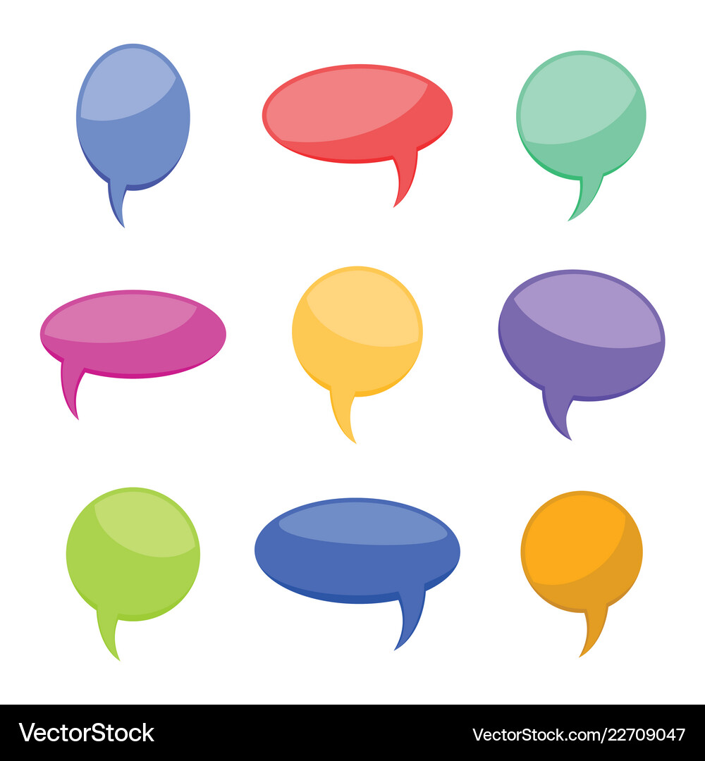 Nine colorful cartoon comic balloons speech bubble