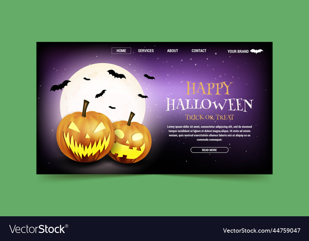 Realistic halloween landing page template design Vector Image Realistic halloween landing page template design Vector Image