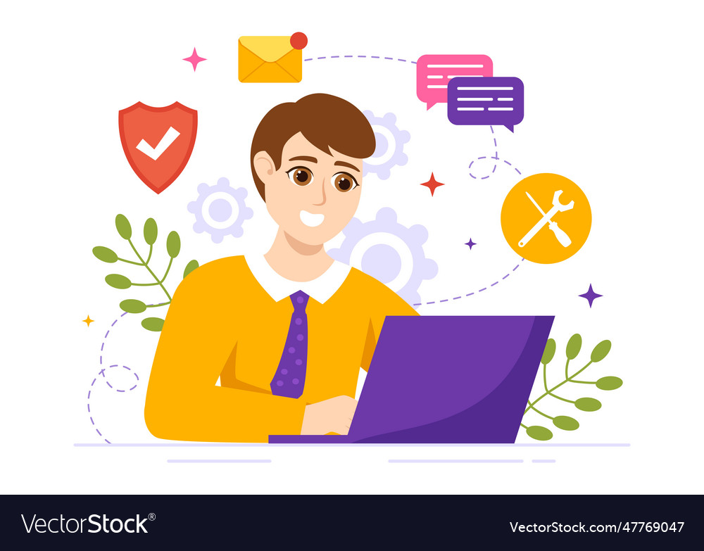 Technical support system with software Royalty Free Vector