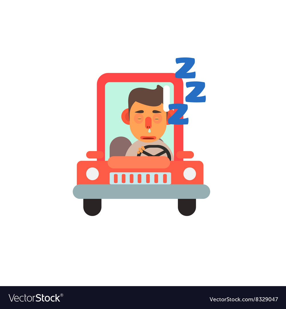 Traffic code sleeping behind the wheel Royalty Free Vector