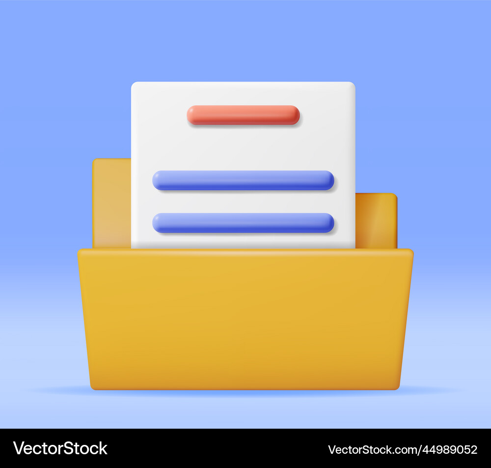 3d business folder full of papers Royalty Free Vector Image