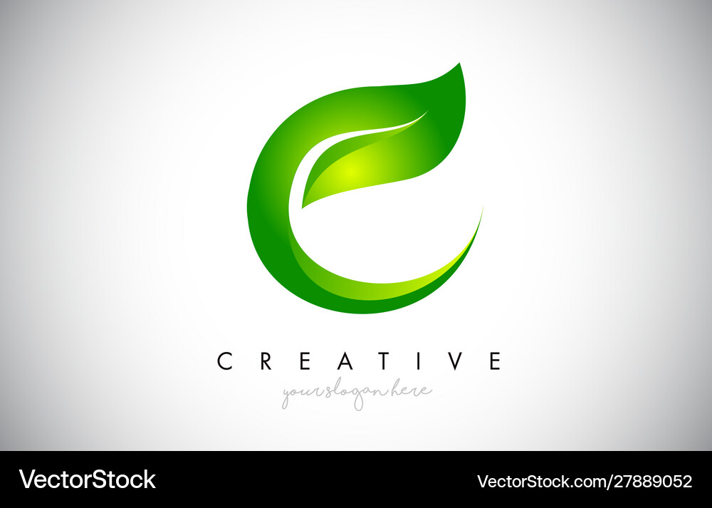 Creative c leaf letter logo icon design in green Vector Image