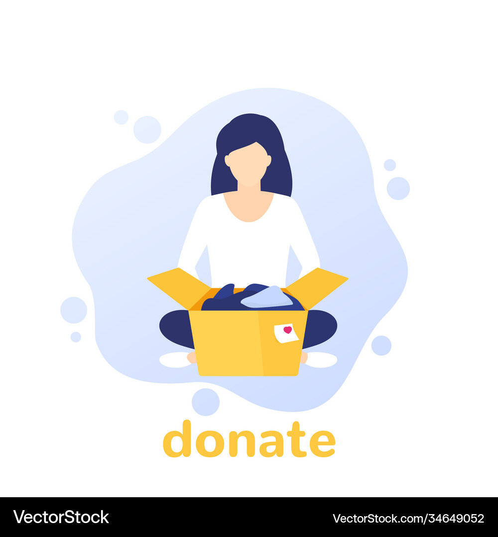 Donation concept girl and box Royalty Free Vector Image