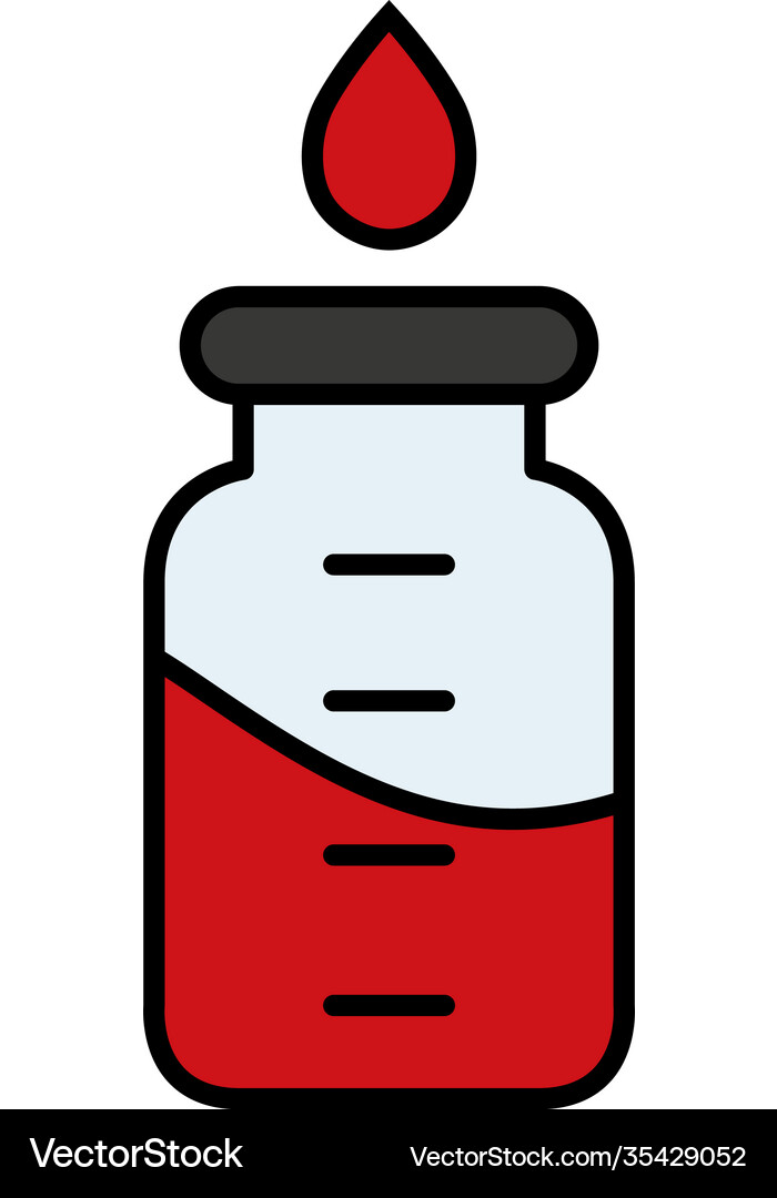 Drops blood with bottle line and fill style Vector Image