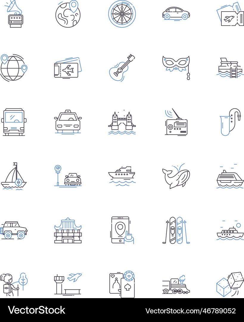 Expedition line icons collection adventure Vector Image