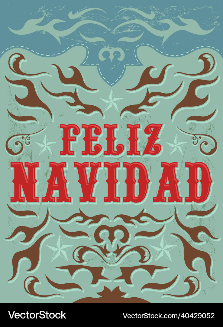 Feliz navidad merry christmas spanish text Vector Image
