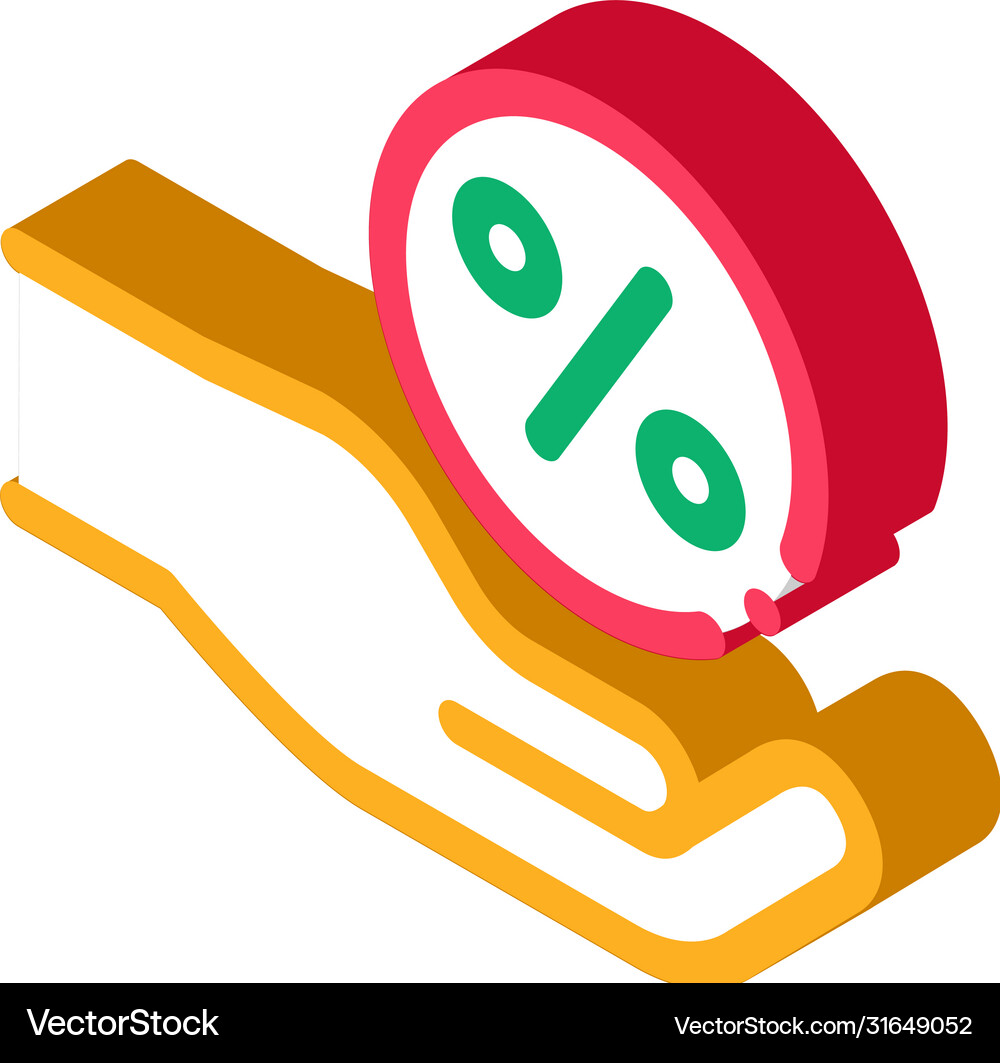 Hand percent sign isometric icon Royalty Free Vector Image