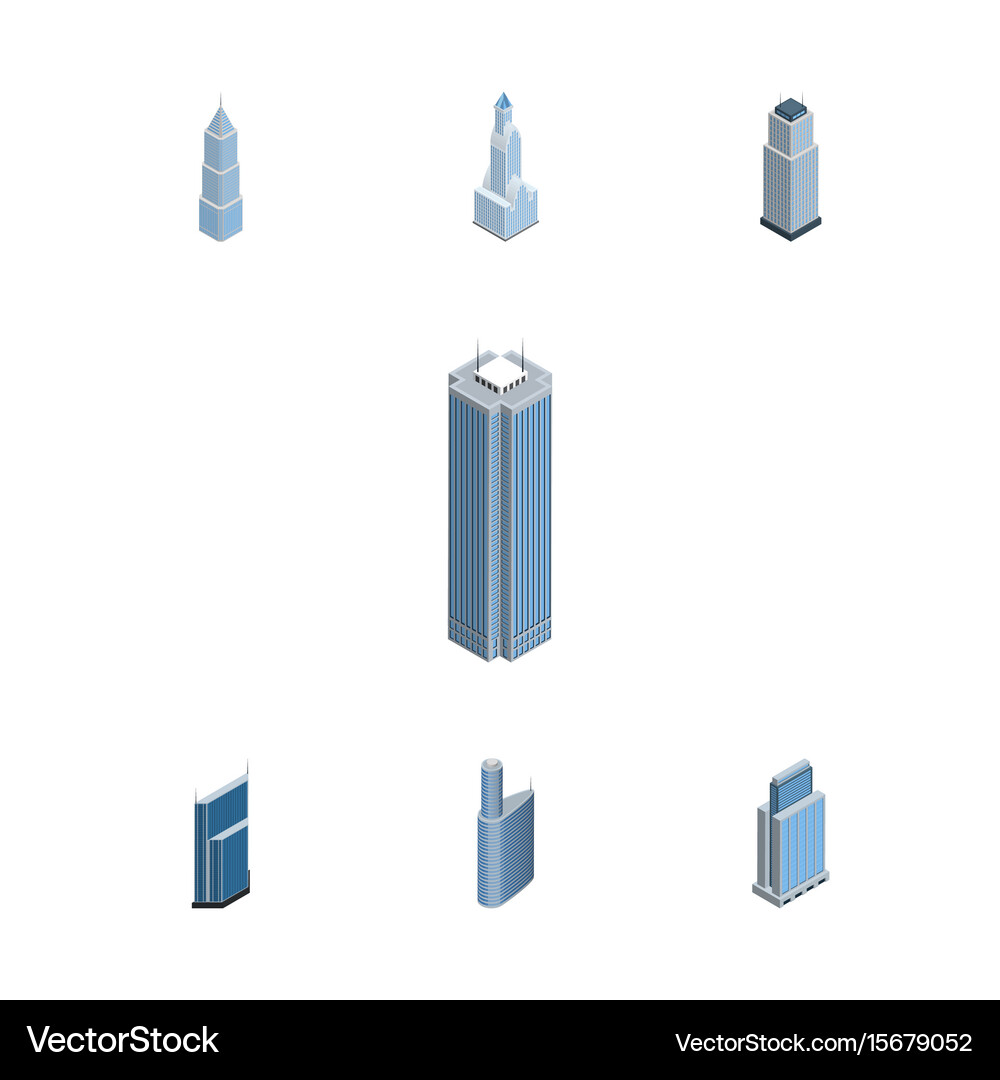 Isometric construction set of urban building Vector Image