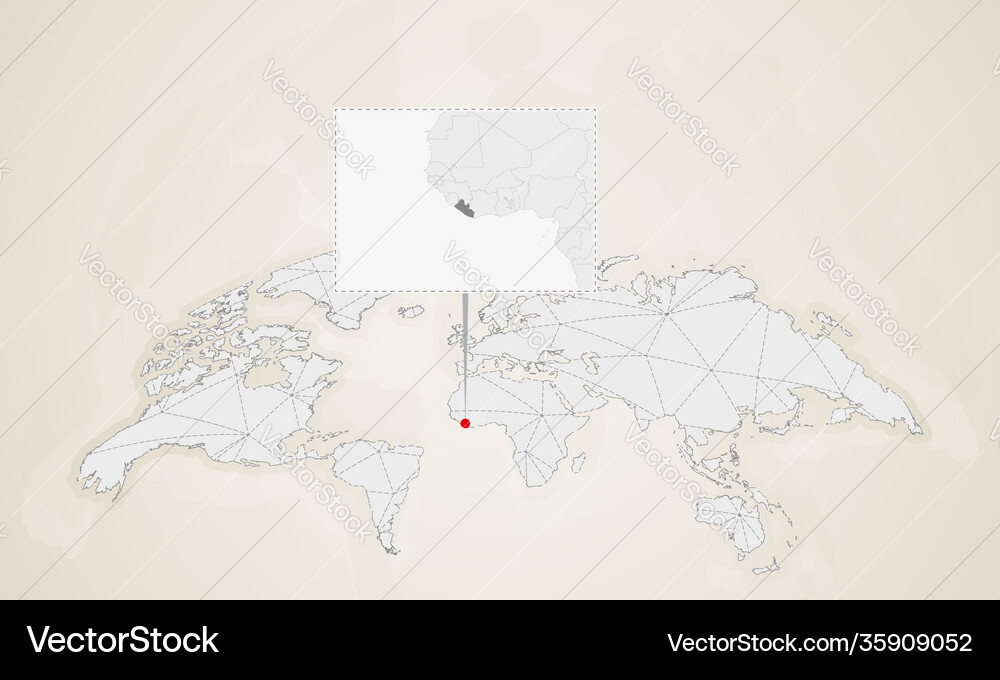 Map liberia with neighbor countries pinned Vector Image