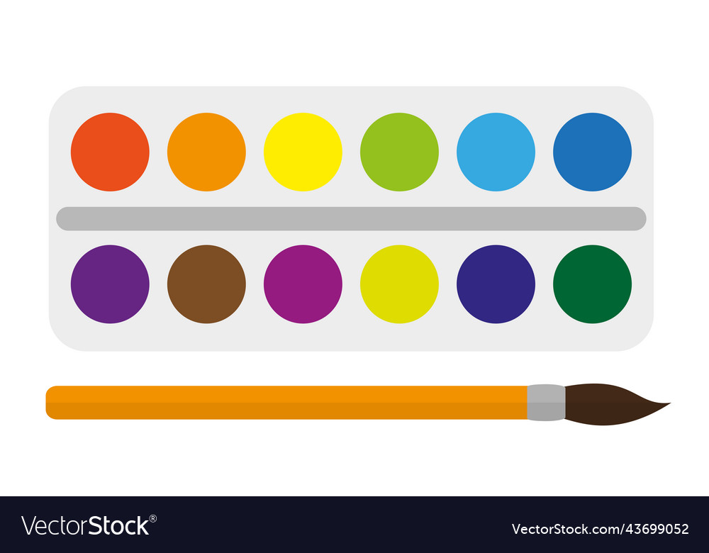 Palette paint paintbrush creative develop flat set