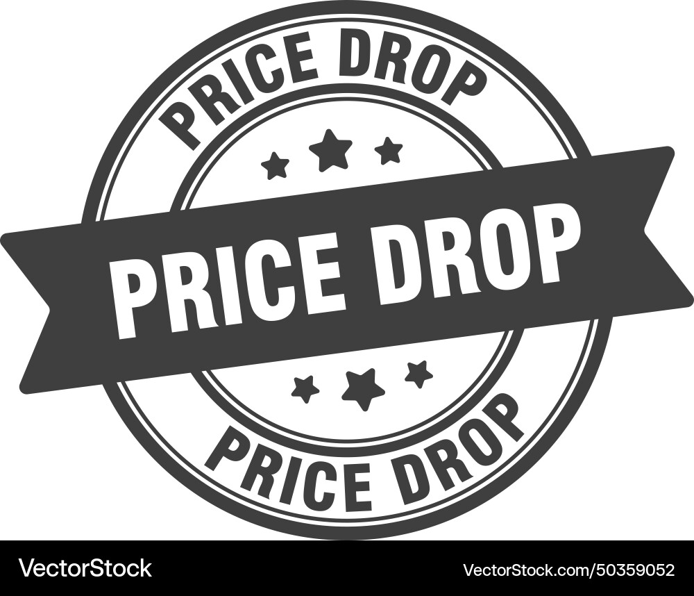 Price drop stamp label on transparent Royalty Free Vector