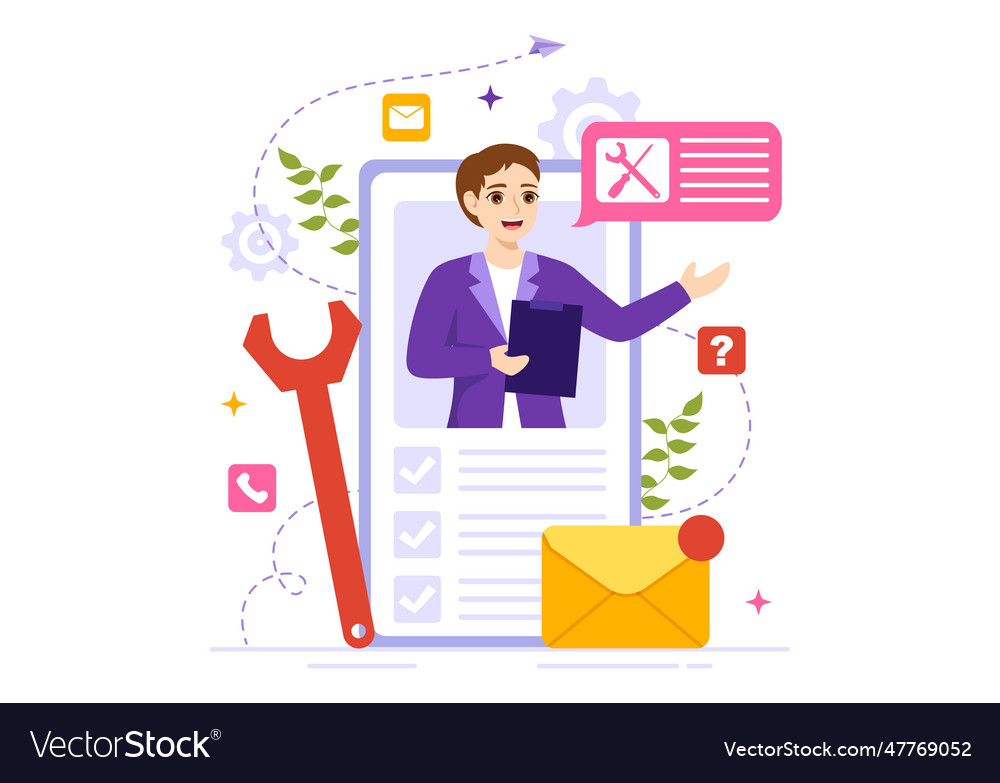 Technical support system with software Royalty Free Vector