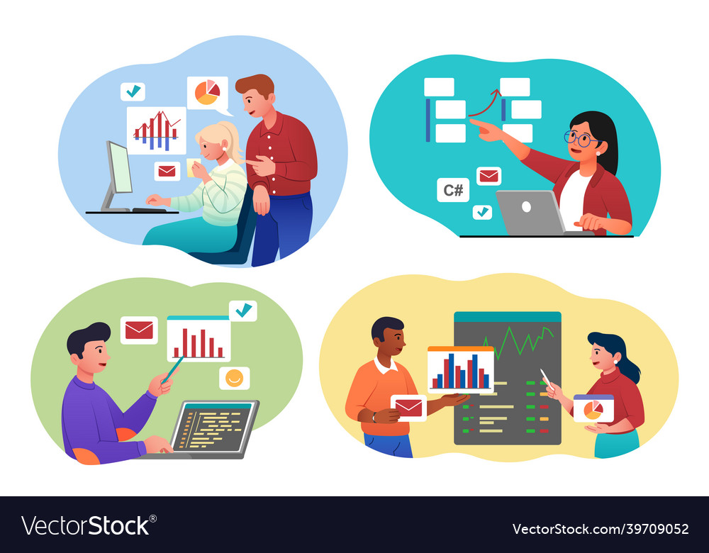 Working with data set Royalty Free Vector Image