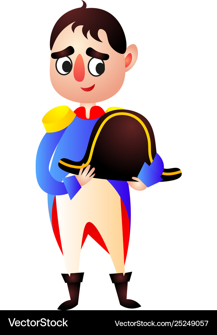 Cute smiling napoleon kid head off retro hat Vector Image