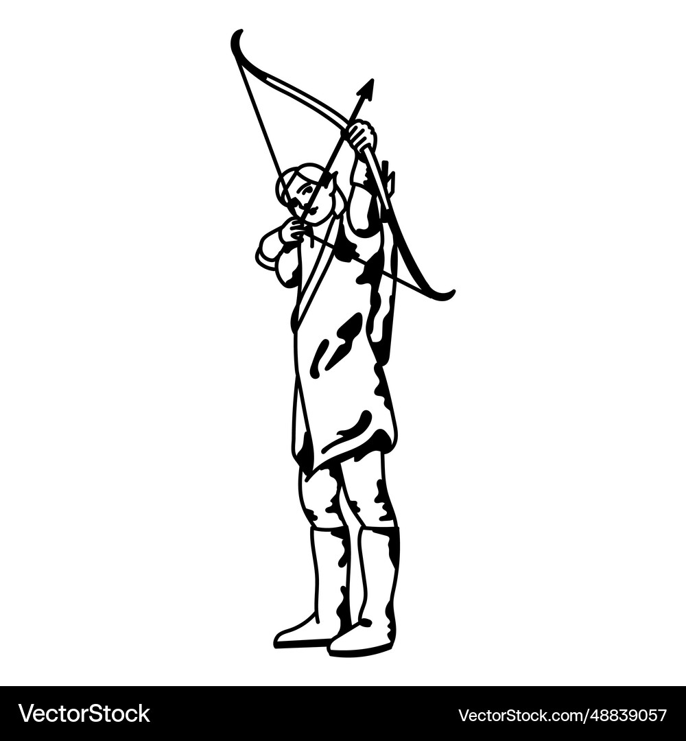 Female archer bow and arrow stroke Royalty Free Vector Image