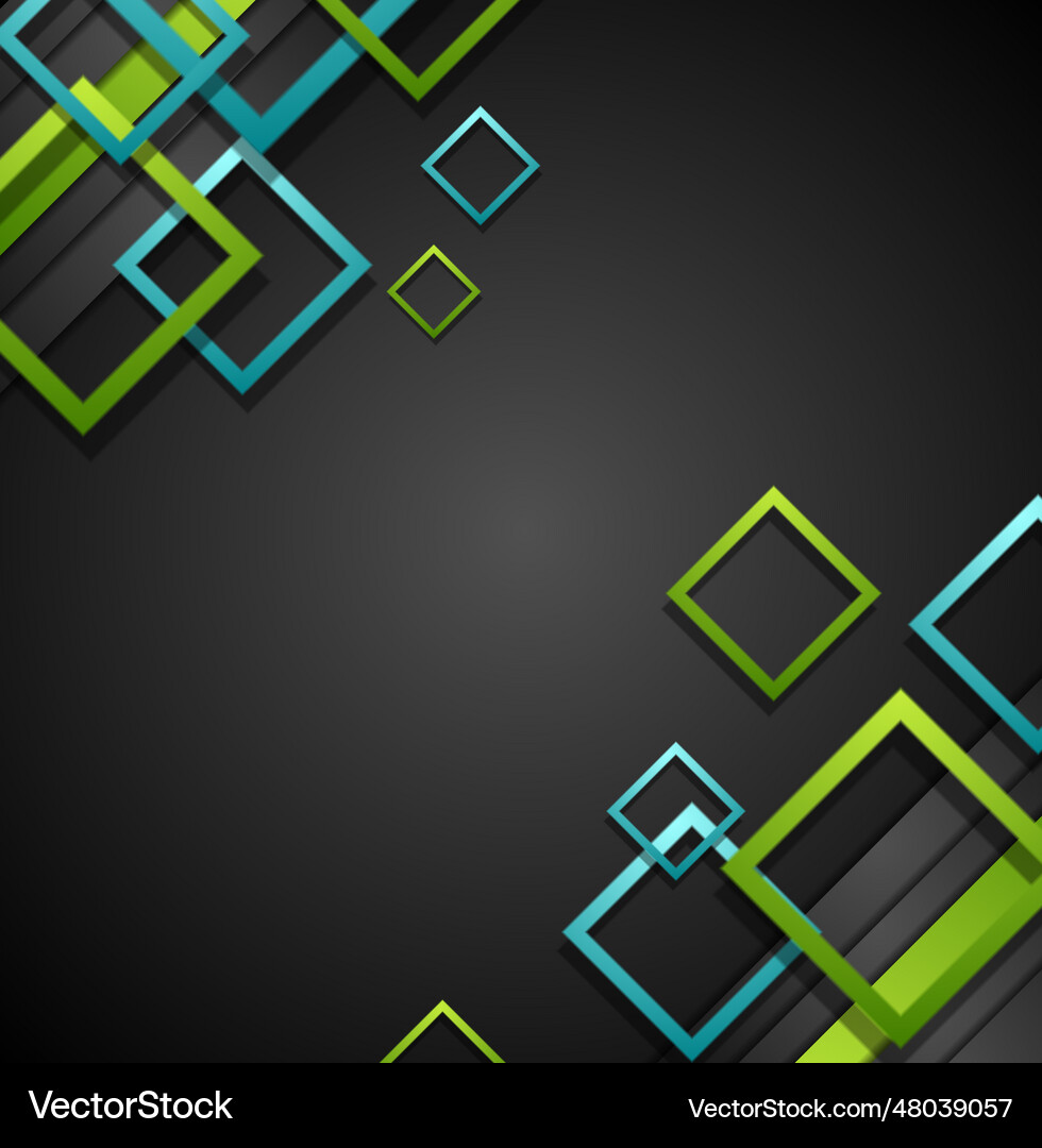 Green and blue squares on black background Vector Image