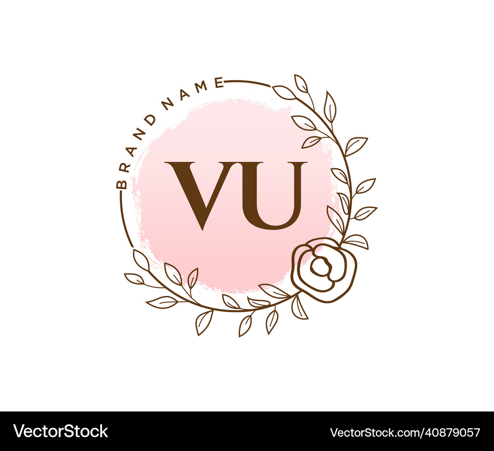 Initial vu feminine logo usable for nature salon Vector Image