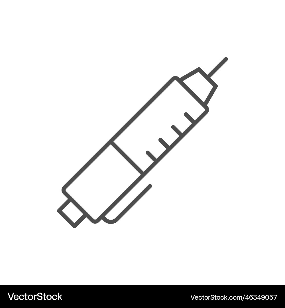 Insulin pen line outline icon Royalty Free Vector Image