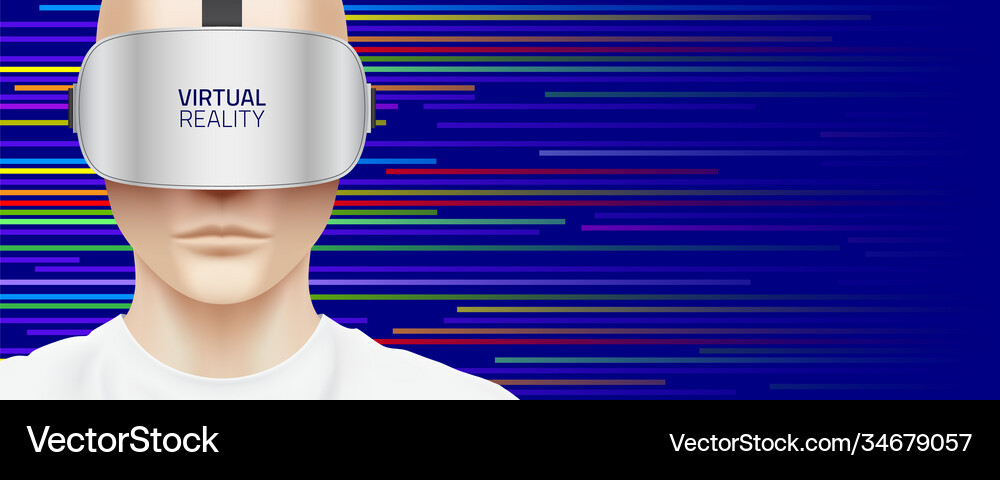 Man with vr headset on a colorful background Vector Image